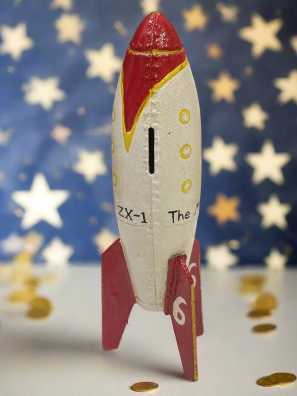 Rocket Ship Cast Iron Coin Bank – La La Vintage