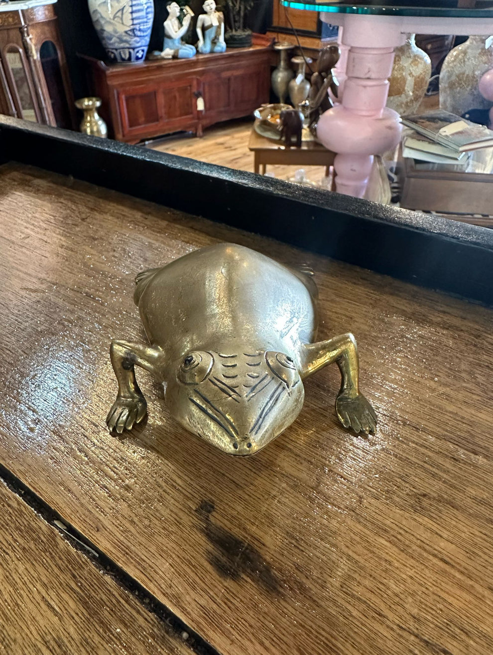 Large Solid Brass Frog – La La Vintage